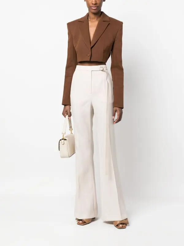 Fendi High-waisted Wool Flared Trousers