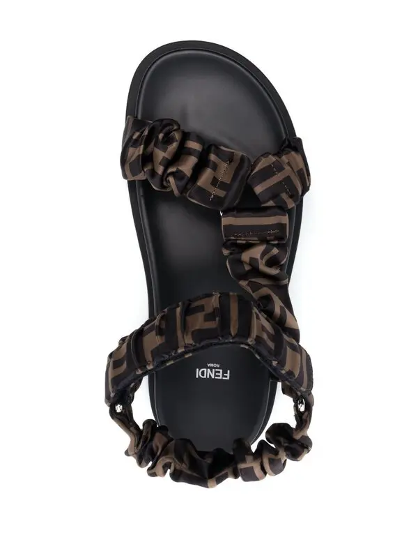 Fendi Ff Print Flat Sandals - Neutrals
