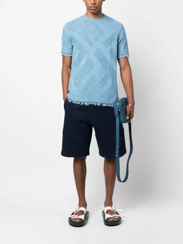 Fendi Embossed Monogram Denim Shorts