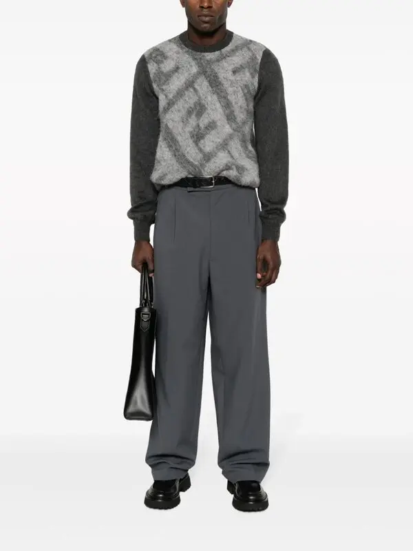 Fendi Ff-motif Knitted Jumper - Grey