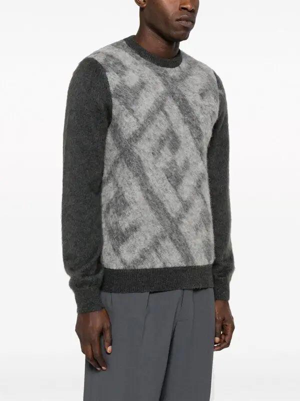 Fendi Ff-motif Knitted Jumper - Grey