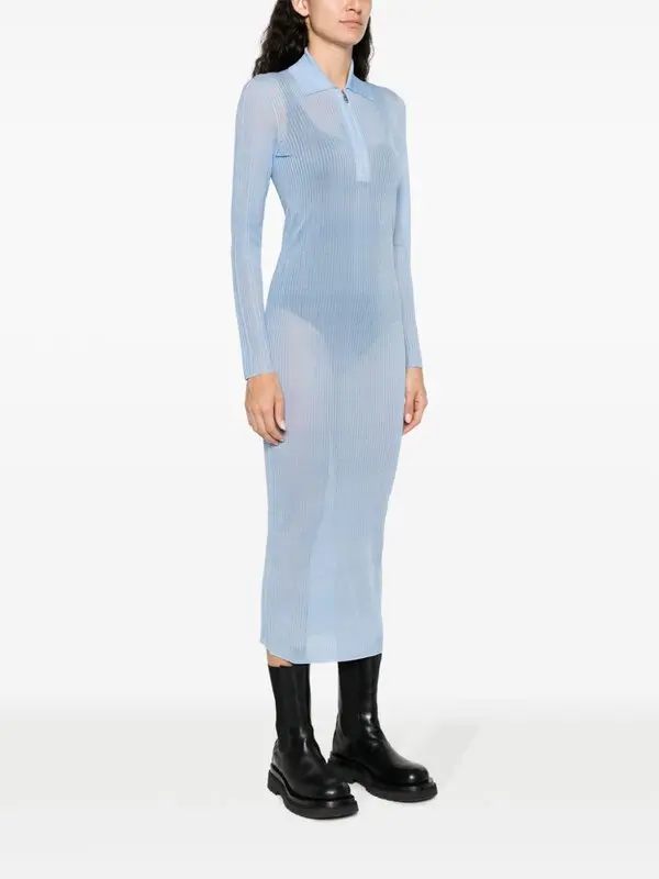 Fendi Long-sleeve Ribbed Midi Dress - Blue