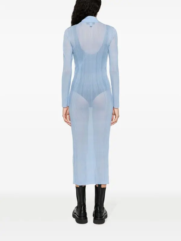 Fendi Long-sleeve Ribbed Midi Dress - Blue