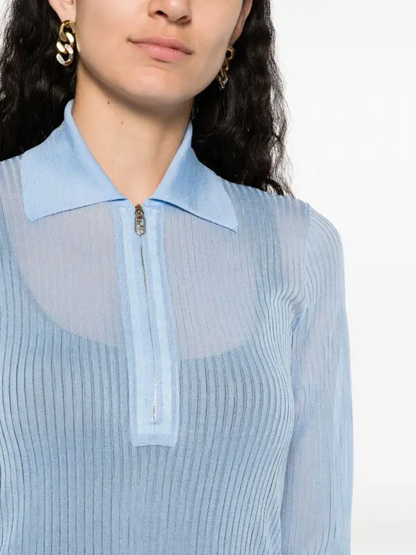 Fendi Long-sleeve Ribbed Midi Dress - Blue