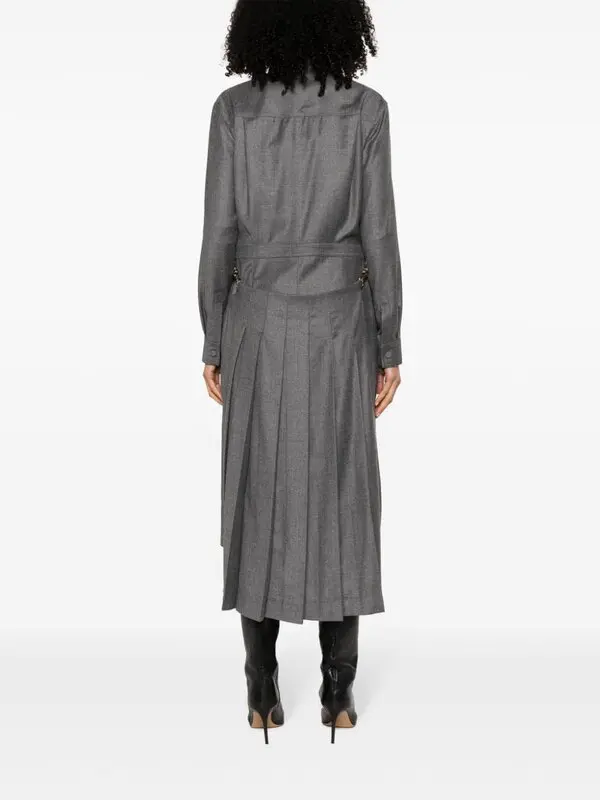 Fendi Spread-collar Pleated Midi Dress