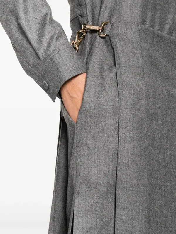 Fendi Spread-collar Pleated Midi Dress