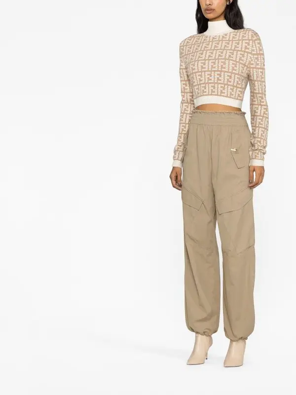 Fendi Ff Jacquard Cashmere Cropped Jumper