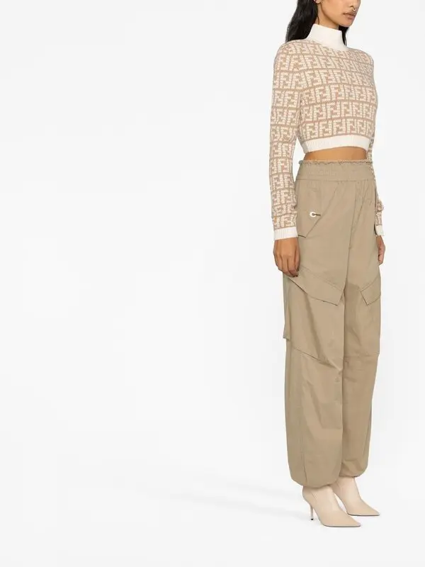 Fendi Ff Jacquard Cashmere Cropped Jumper