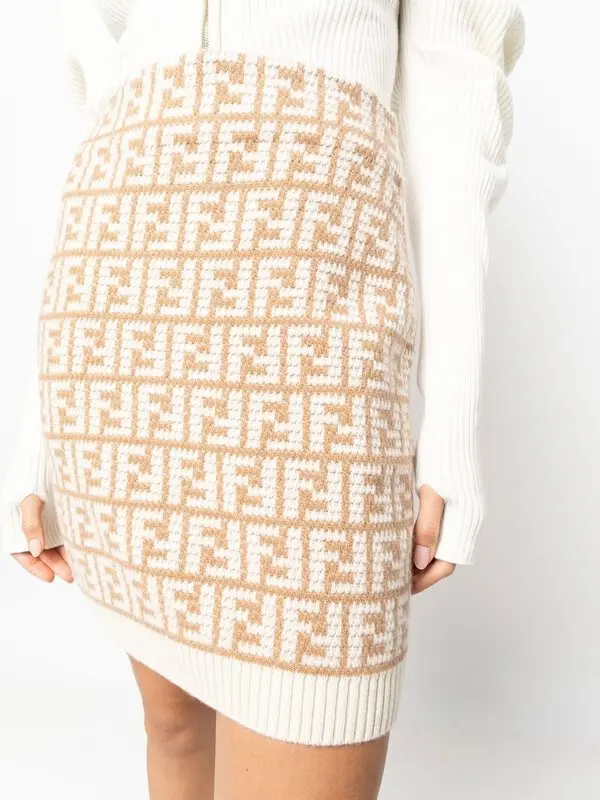 Fendi Ff-logo Pattern Knit Skirt