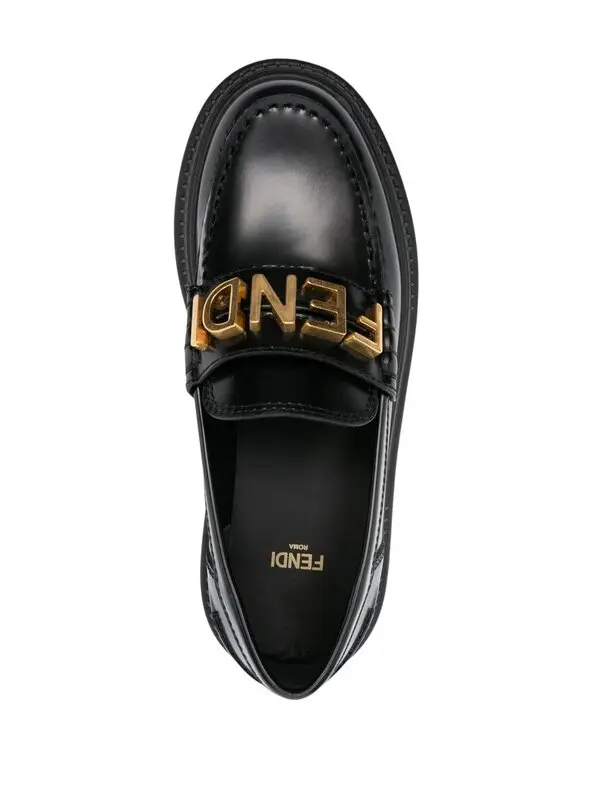 Fendi Logo-Lettered Chunky-Sole Loafers - Black | Editorialist display picture 2