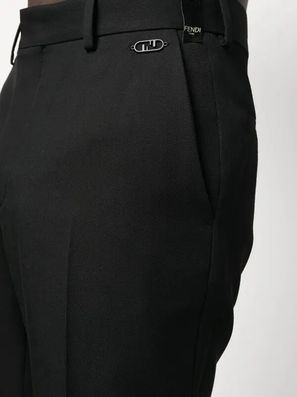 Fendi Logo-plaque Tailored Trousers - Black