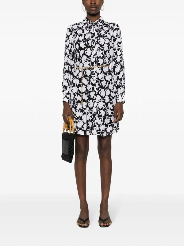 Michael Kors Floral Crepe Mini Dress - Black