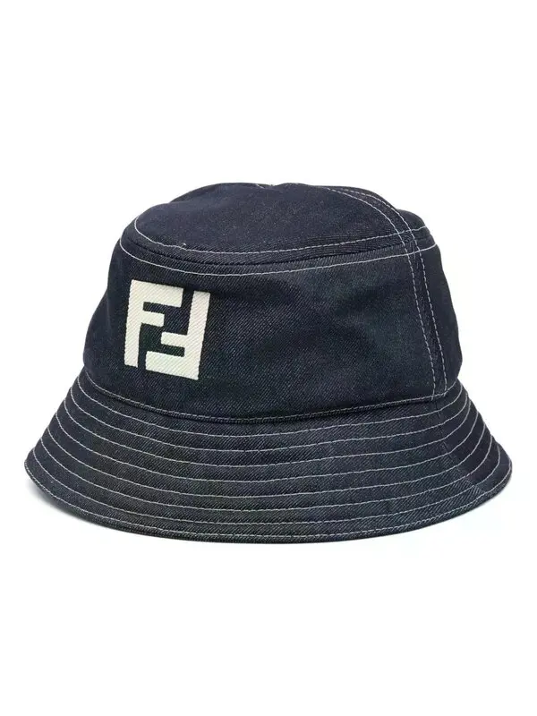 Fendi Ff-motif Denim Bucket Hat - Blue