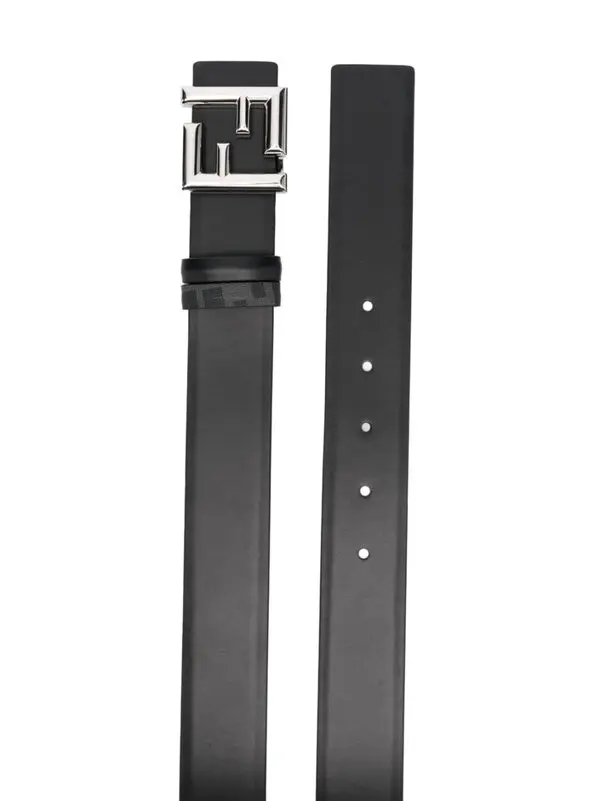 Fendi Logo Buckle Leather Belt