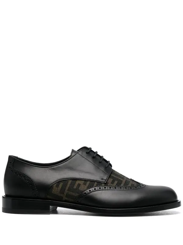 Fendi Ff-pattern Leather Derby Shoes