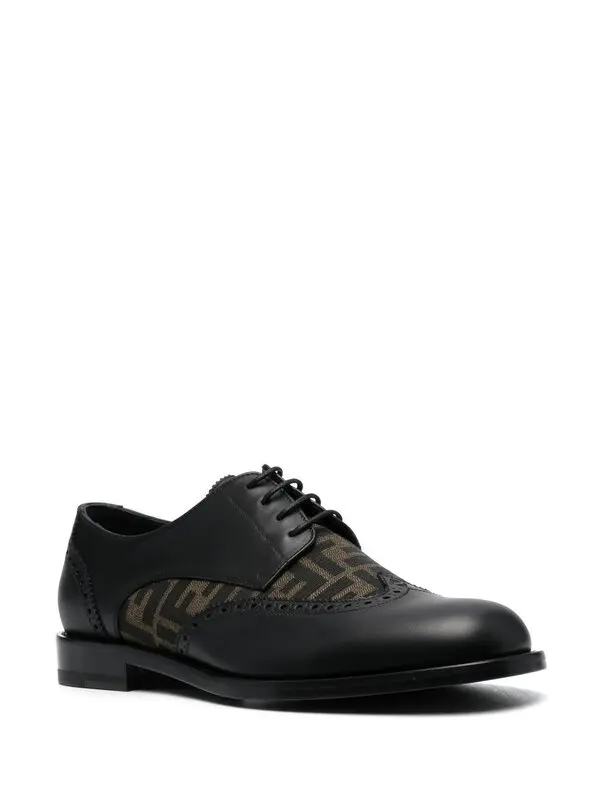 Fendi Ff-pattern Leather Derby Shoes