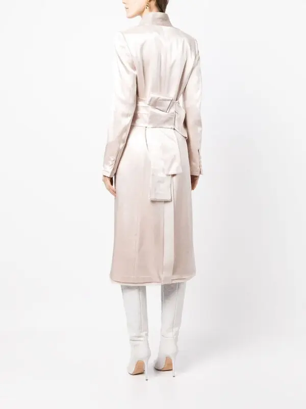Fendi Belted Satin Overcoat