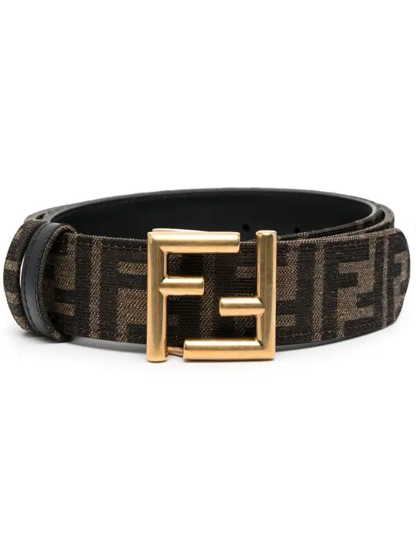 Fendi Monogram-print Belt With Logo Buckle - Neutrals