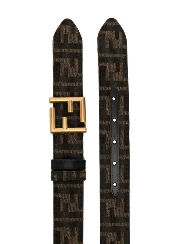 Fendi Monogram-print Belt With Logo Buckle