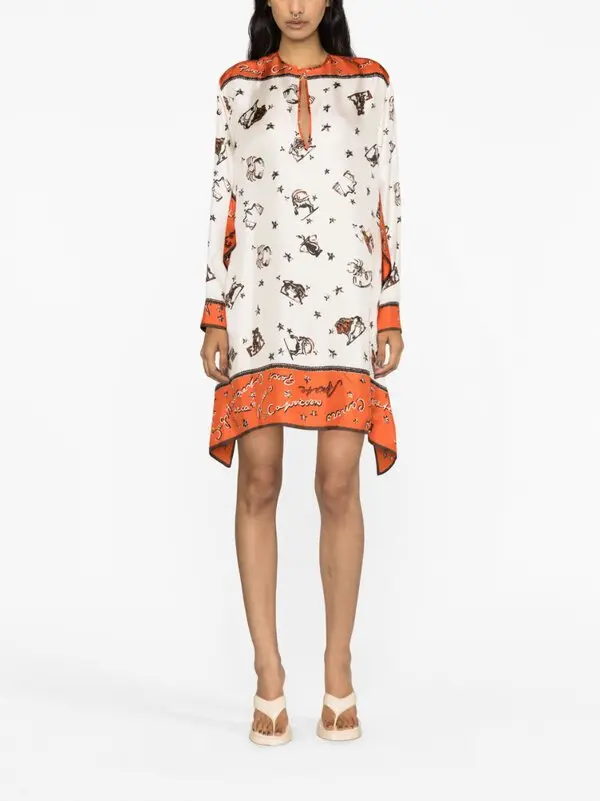 Fendi Astrology-print Silk Kaftan Dress