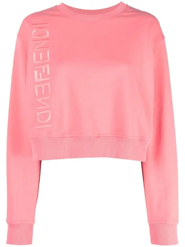 Fendi Logo-print Cropped Sweatshirt - Pink