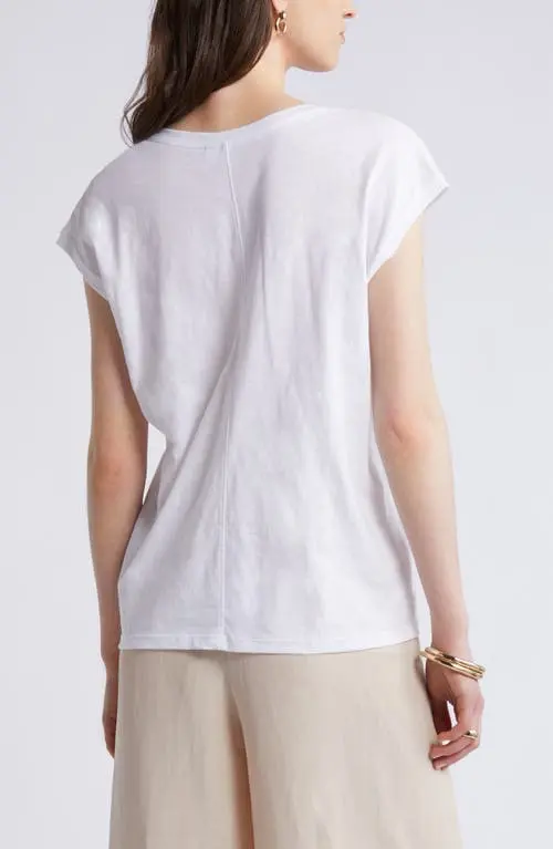 Nordstrom Sleeveless V-neck Cotton T-shirt - White