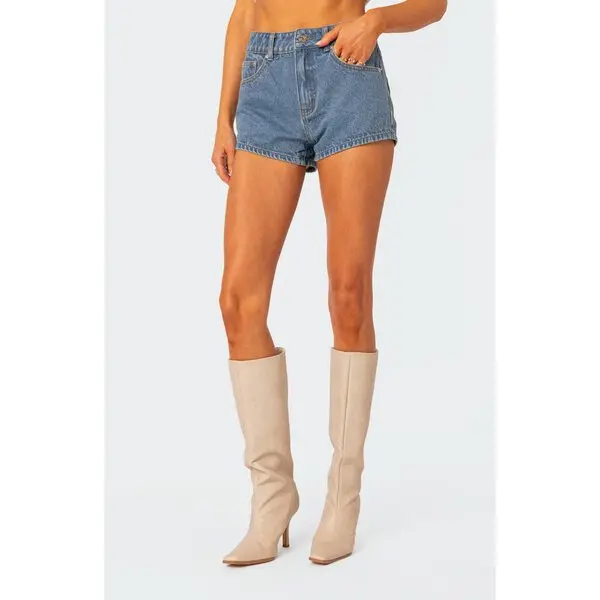 EDIKTED Bow Pocket Denim Shorts