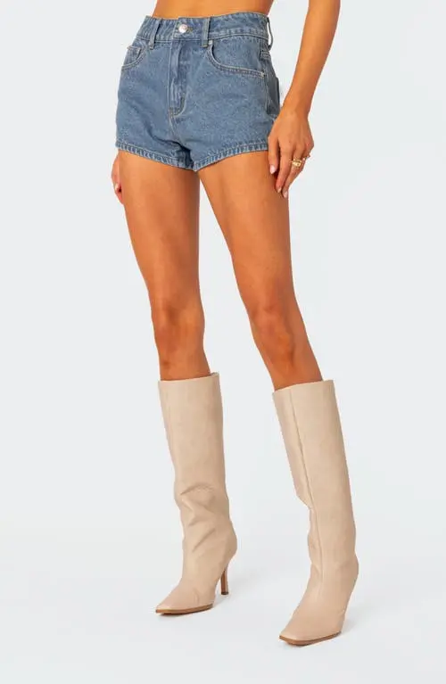 EDIKTED Bow Pocket Denim Shorts