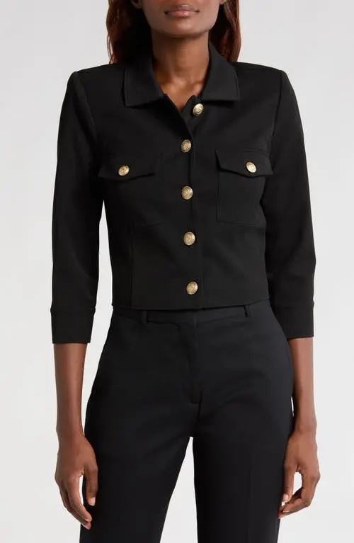 L'Agence Kumi Fitted Crop Jacket - Black