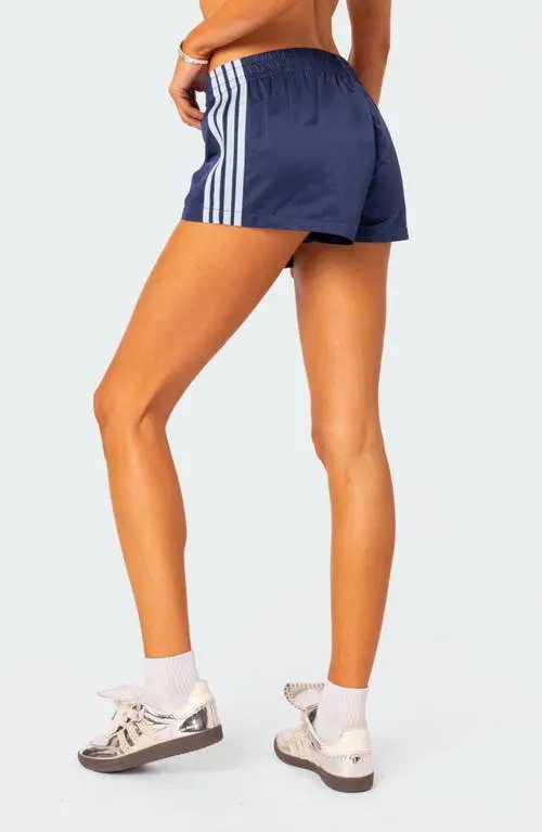 EDIKTED Nikki Stripe Nylon Shorts - Navy