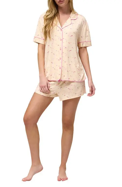 Honeydew Intimates All American Shortie Pajamas - Peach Flamingos