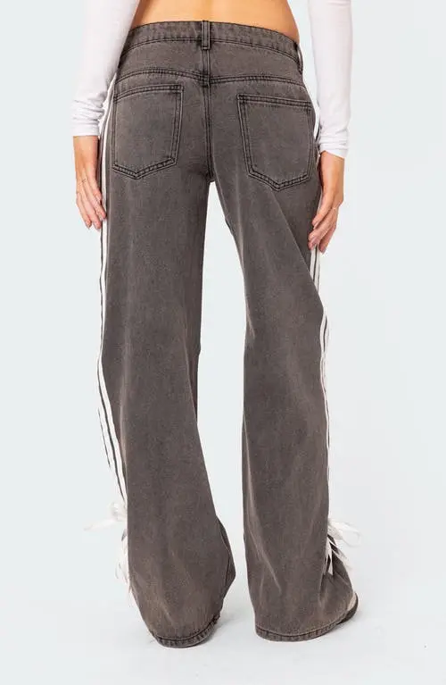 EDIKTED Ribbon Stripe Low Rise Wide Leg Jeans
