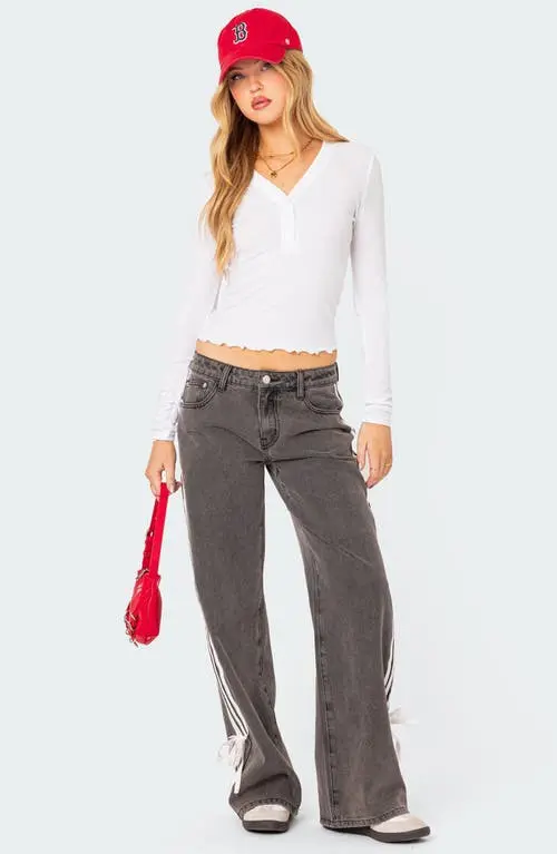 EDIKTED Ribbon Stripe Low Rise Wide Leg Jeans
