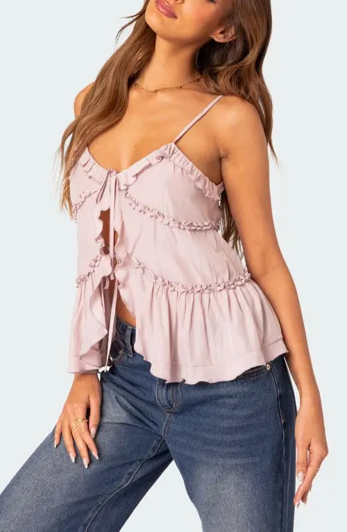 EDIKTED Juniper Ruffle Tie Front Camisole - Pink