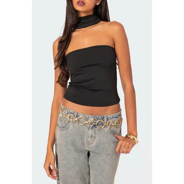 EDIKTED Alyssia Strapless Choker Top