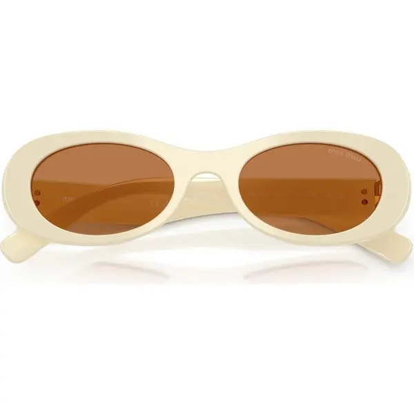 Miu Miu 50mm Oval Sunglasses - Milk/brown