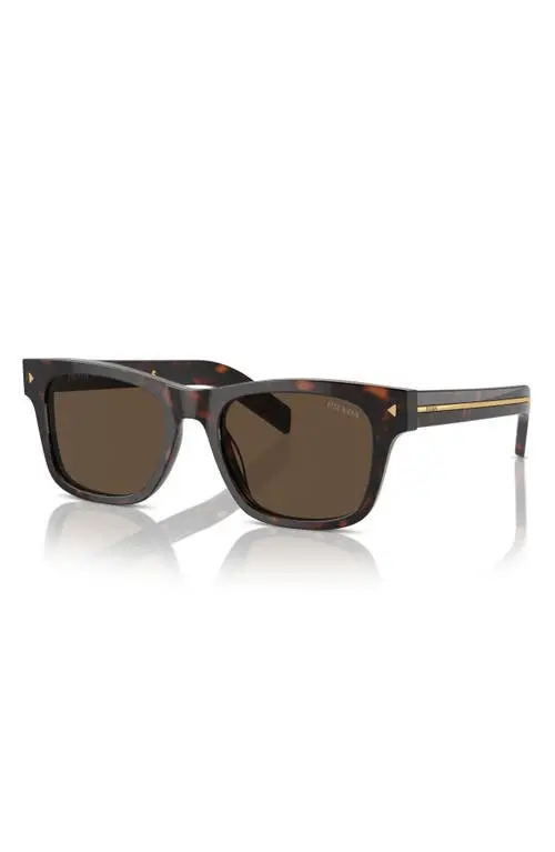 Prada 51mm Rectangular Sunglasses - Dark Brown