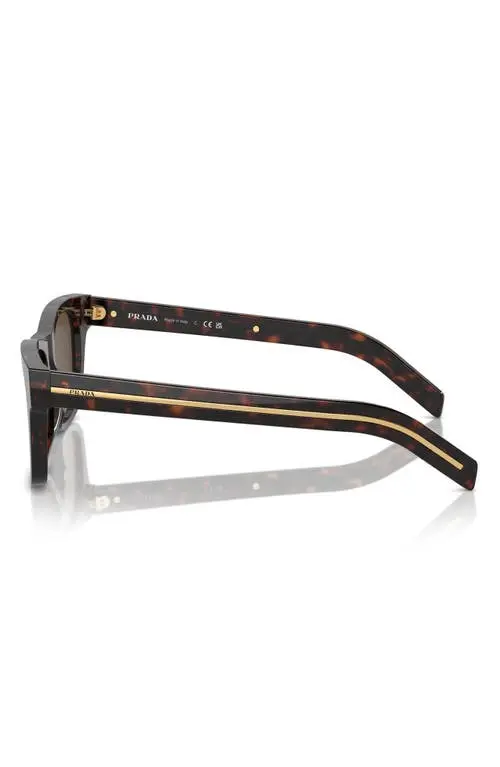 Prada 51mm Rectangular Sunglasses - Dark Brown