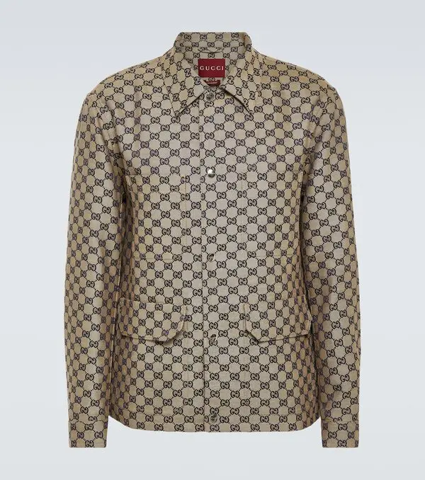 Gucci Gg Linen-blend Canvas Jacket - Blue