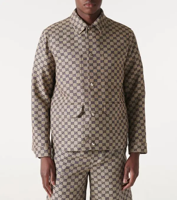 Gucci Gg Linen-blend Canvas Jacket - Blue