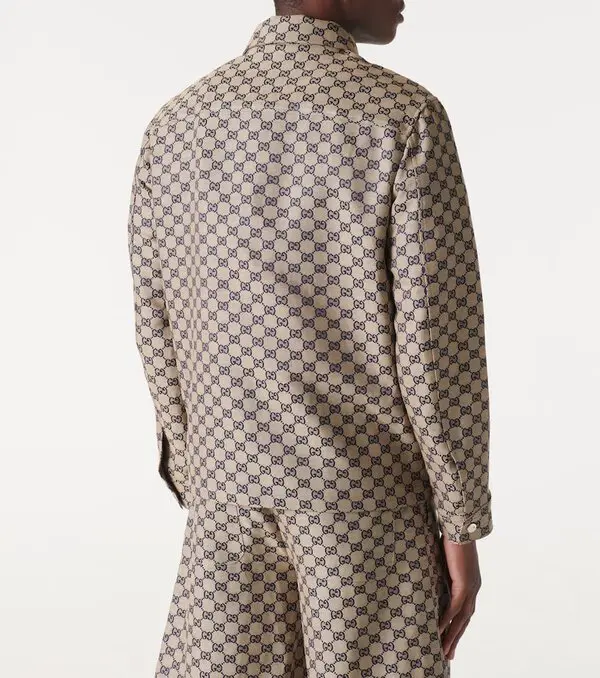 Gucci Gg Linen-blend Canvas Jacket - Blue