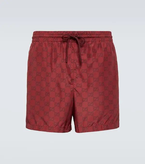 Gucci Gg Swim Trunks - Burgundy