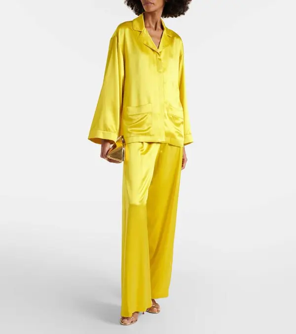 Max Mara Vasaio Silk Pajama Shirt - Yellow
