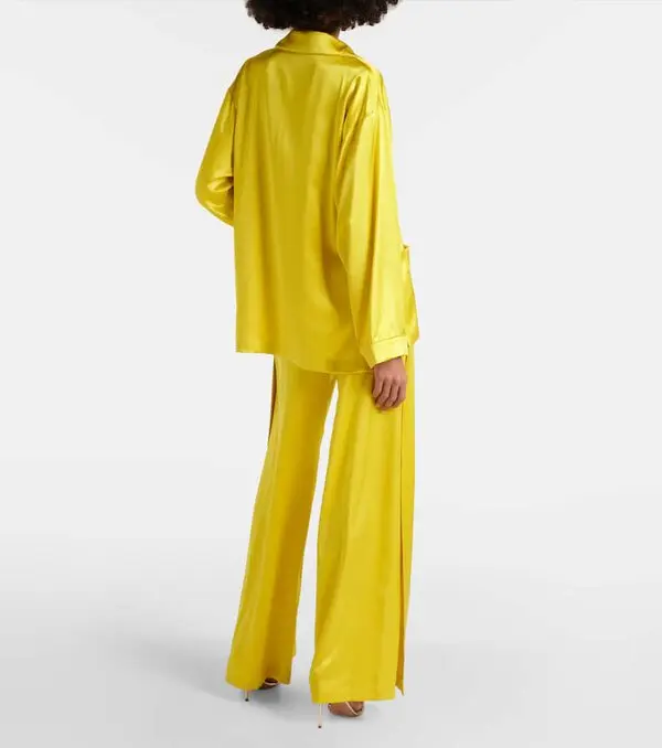 Max Mara Vasaio Silk Pajama Shirt - Yellow