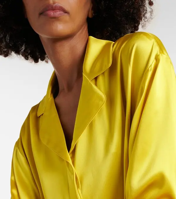 Max Mara Vasaio Silk Pajama Shirt - Yellow
