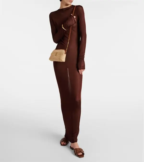 Saint Laurent Tribute Lizard-effect Leather Sandals - Brown
