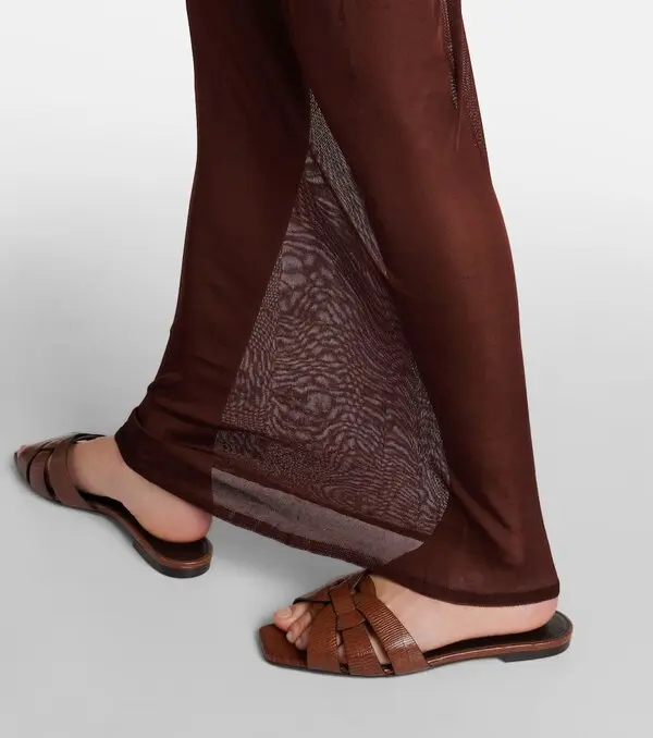 Saint Laurent Tribute Lizard-effect Leather Sandals - Brown