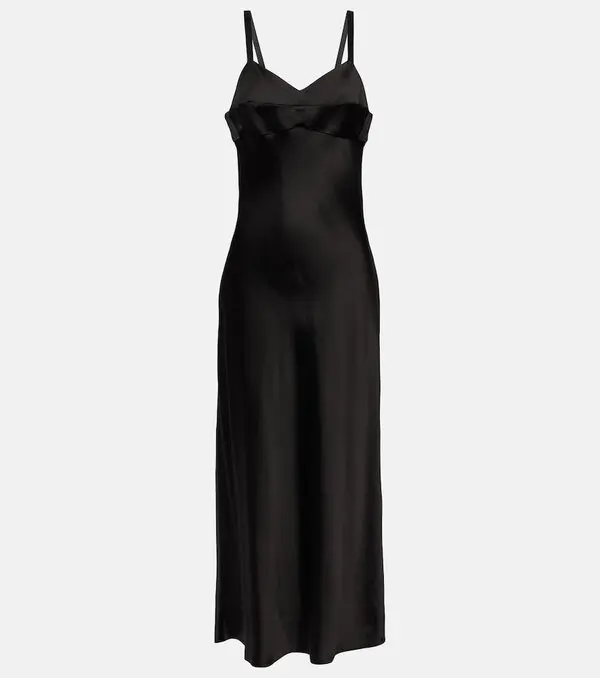 Khaite Joely Satin Slip Dress - Black