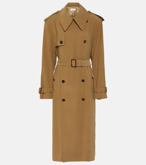 Saint Laurent Twill Trench Coat - Brown | Editorialist