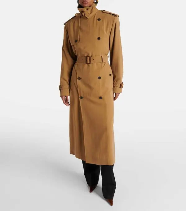 Saint Laurent Twill Trench Coat - Brown | Editorialist